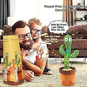 Emoin Dancing Cactus Baby Toys 6 to 12 Months, Talking Cactus Toys Repeats What You Say Baby Boy Toys, Dancing Cactus Mimicking Toy with LED English Sing Talking 15 Second Voice Recorder Musical Toys