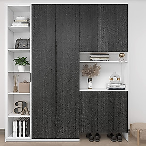 YENHOME 118"X30" Black Contact Paper Wood Contact Paper for Countertops Cabinets and Drawers Dark Wood Look Contact Paper Peel and Stick Wallpaper Removable Wood Wallpaper for Bedroom Kitchen Counter