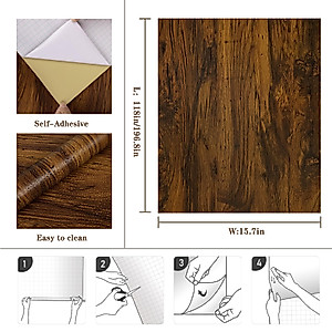 LXCREAT Wood Grain Contact Paper Wood Wallpaper Peel and Stick 15.7" x 118" Dark Brown Faux Wood Look Wall Paper Rustic Removable Self-Adhesive Decorative for Cabinet Countertop