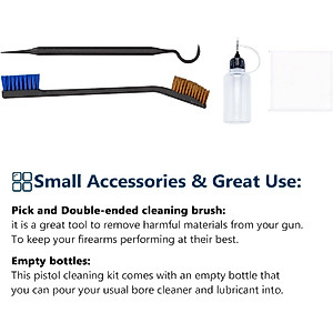 Raiseek Elite Version Pistol Cleaning Kit 9mm/.357.22.45.40 Caliber Gun Cleaning Kit and Handgun Cleaning Kit Portable Brass Brush with Case