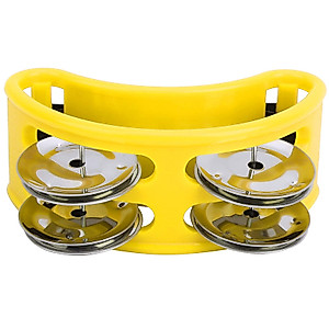 Foot Tambourine with Double Row for Cajon Box Drum Companion Accessory(Yellow)