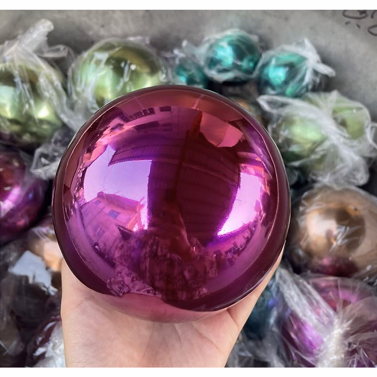Purple Gazing Ball, Gazing Globe Mirror Ball,Stainless Steel Ball -10 Inch (5inch)