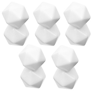 ibasenice D20 10pcs Blank White Dice Set Acrylic 20 Sided Dices DIY Craft Dice Cubes for Math Counting Teaching Board Games DIY Sticker Party Fun D20 Dice