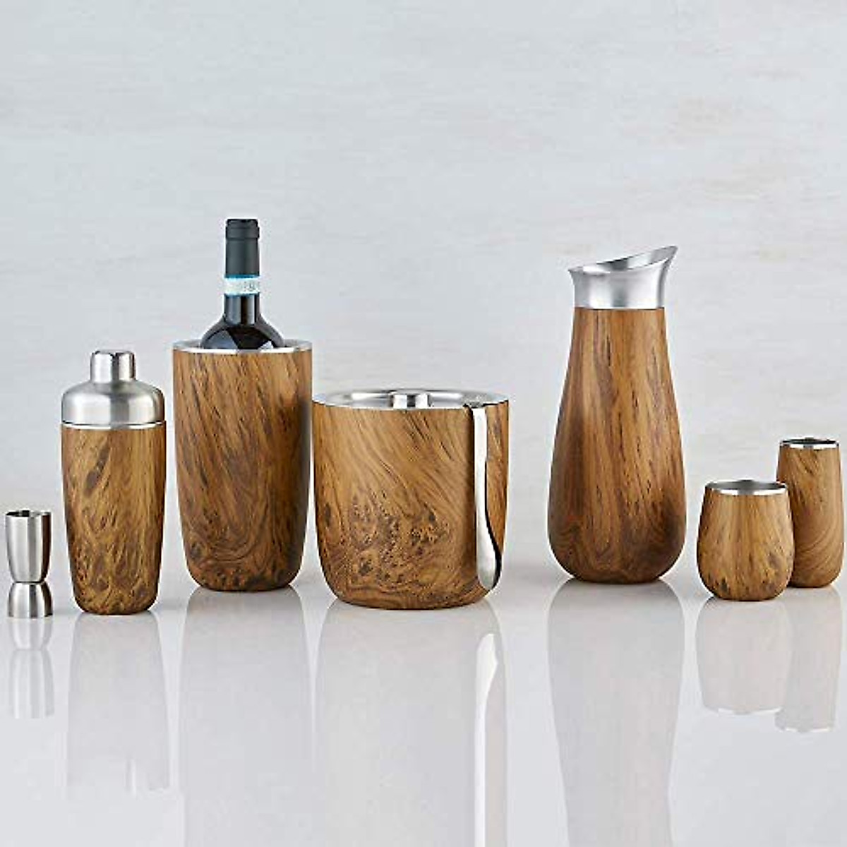 S'well Stainless Steel Wine Chiller - 750ml - Teakwood - Triple-Layered Vacuum-Insulated Container Designed to Keep Bottles Colder for Longer - BPA-Free Designer Barware Accessories