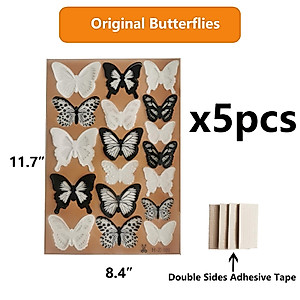 90PCS, 3D Butterfly Wall Decor,Decorative Butterflies for Decals,Black Decor Party Birthday Wedding Decoration Stickers for DIY Bedroom Living Room