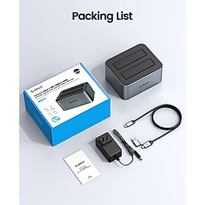 ORICO Hard Drive Docking Station, Aluminum Dual Bay USB C to SATA 3.0 6 Gbps HDD Docking Stations with UASP for 2.5 or 3.5 Inch HDD with 12V 3A Power Supply, 36TB Support, Gray (6626C3)