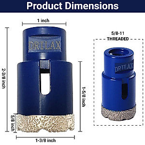 1-3/8 inch Diamond Hole Saw for Angle Grinders Masonry Granite Quartz Porcelain Ceramic Tile Hole Saw Brick 5/8"-11 Threaded Connection Heavy Duty Diamond Core Hole Saw for Concrete Dry