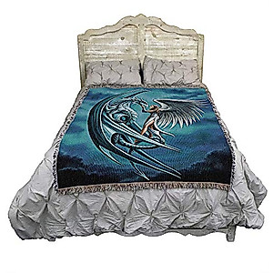 Pure Country Weavers Silverback Dragon with Angel Blanket by Anne Stokes Age of Dragons Collection - Gift Fantasy Tapestry Throw Woven from Cotton - Made in The USA (72x54)