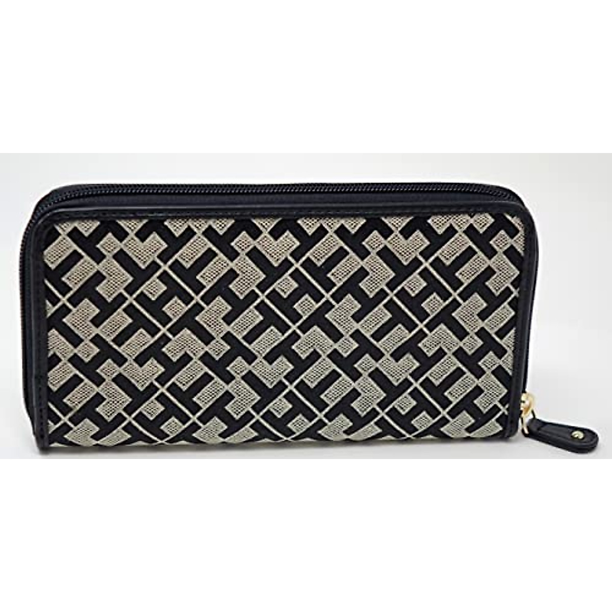 Tommy Hilfiger Women's Logo Jacquard Zip Around Wallet Clutch Bag - Black