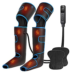 CINCOM Leg Massager with Heat, Air Compression Leg Massager for Circulation, Full Leg Massager with 3 Heats 3 Modes 3 Intensities Sequential Compression Device for Pain Relief