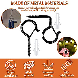 Christmas Lights Hooks Pack of 20 Q-Hanger Screw Hooks Wall Cabinet Ceiling Hooks with Safety Buckle Design for Outdoor String Lights Light House Garage New Year Party (Black)