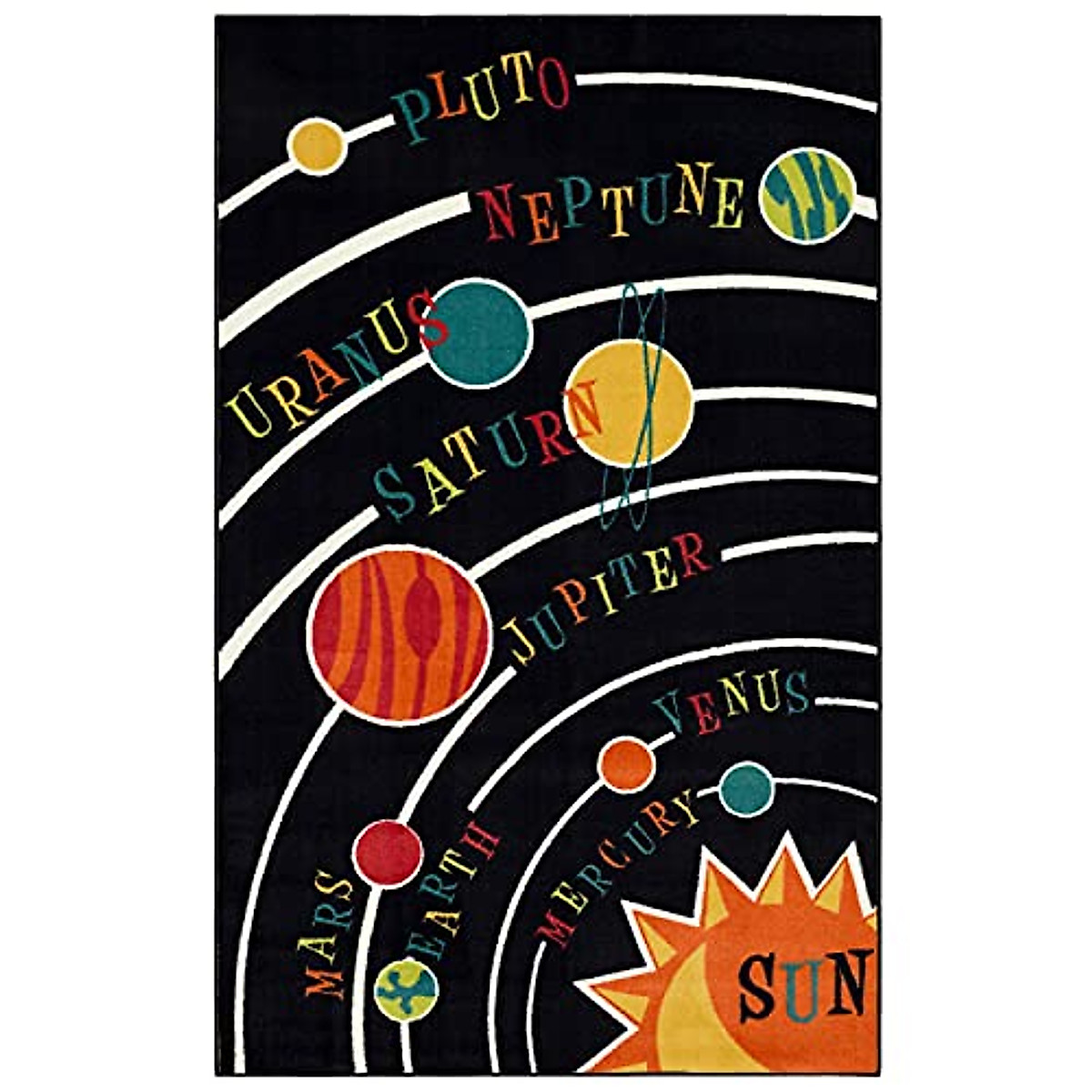 Mohawk Home Black Aurora Solar System Indoor Space Area Rug (5'x8')