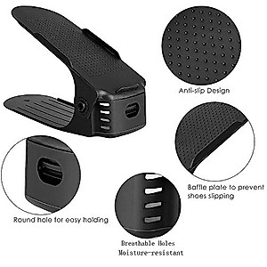 WISHAVE Shoe Slots Organizer 20 Pack for Closet, Adjustable Shoe Stacker Space Saver,Double Deck Shoe Rack Organizer Holder (Black)