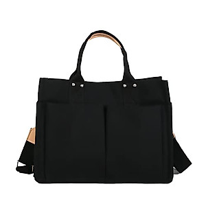 GK-O Women Canvas Handbag Shoulder Bags Simple Multi Pocket Messenger Bag Large Capacity Shoulder Bag Hobo Bag (Black)