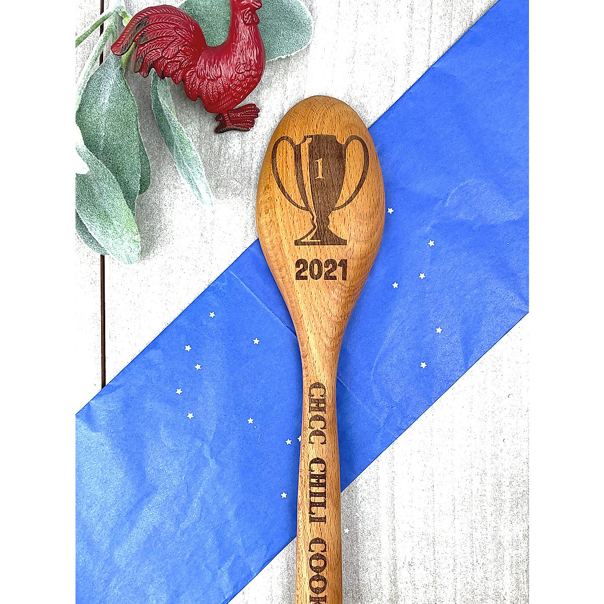 Chili Cook Off Trophy, Wooden Engraved Cooking Spoon, Personalized Cooking Competition Award Personalized, Chili Champion Prize, First Place Cooking Spoon (Round Spoon)