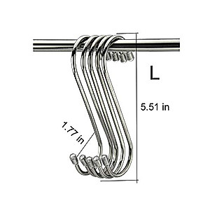 Enenes 20 Pack Heavy Duty S Shape Hooks S Stainless Hanging Hangers with Protect Cap for Kitchen, Balcony, Bathroom, Bedroom(Large Size-5.51x1.77 inch)