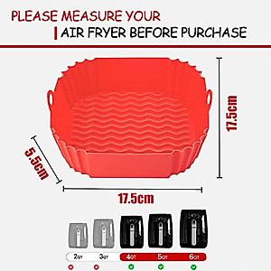 yallcaty 2 Pack Air Fryer Silicone Liners,8 Inch Silicone Air Fryer Liner Pot Square Large for 4qt-6qt,Food Grade Reusable Liners of Air Fryer Basket for Ninja Cosori Instant Baking Accessories
