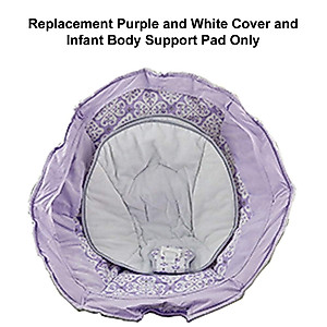 Replacement Part for Fisher-Price Deluxe Cradle 'n Swing- Fairytale - DRF97 ~ Replacement Purple and White Cover and Infant Body Support Pad