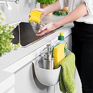 Navaris Hanging Kitchen Waste Bins - Over-Cabinet Garbage Bowl Holder Trash Containers for Collecting Food Scraps and Compost from Counter - Set of 2