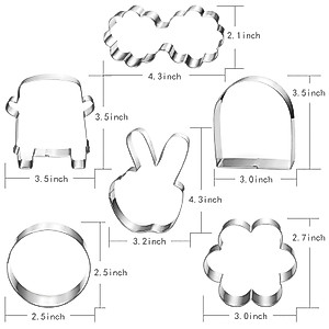 LUBTOSMN Large Groovy Cookie Cutter Set-6 Piece-VW Van, Peace Hand, Daisy, Floral Sunnies, Rainbow and Circle-Diswasher Safe-Cookie Cutters Shapes for Two Groovy One Birthday Party Decoratons