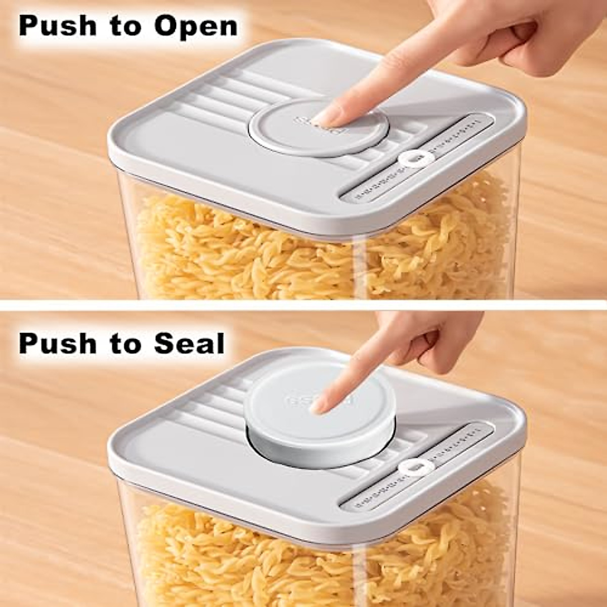 DMDFAN POP Airtight Food Storage Containers with Lids for Kitchen Pantry Organization, 3 PCS Air Tight Food Containers Set for Coffee Pasta Cereal Tea Nuts Sugar Rice (Grey)