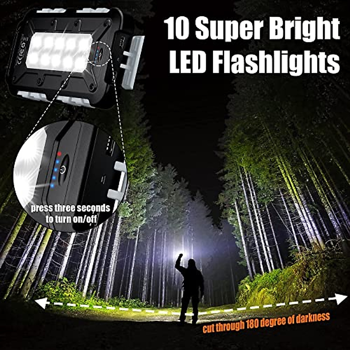 Ryoko Solar Charger Power Bank 20000mAh, Solar Phone Charger with Dual USB 5V Output, 10 LED Flashlights, Waterproof Outdoor Battery Pack for iPhone, Samsung, Switch, Tablet