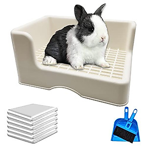 BNOSDM Bunny Litter Box with Tray Dwarf Rabbit Cage Potty Trainer Corner Small Animal Toilet Plastic Detachable Pet Guinea Pig Litter Pan Bedding Box for Chinchillas Galesaurs Ferret