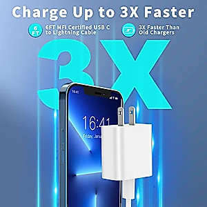 [Apple MFi Certified] iPhone 14 13 Fast Charger, MIRAREED 2 Pack 20W PD USB C Power Delivery Wall Charger with 6FT Type C to Lightning Quick Charge Sync Cord for iPhone 14 13 12 11 Pro/XS/XR/X/SE/iPad