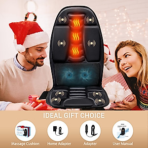 comrelax Back Massage Chair Pad, Deep Tissue Vibration Seat Massage Cushion, 2 Levels Cooling or Heat Back Massage for Muscle Fatigue Stress Relief