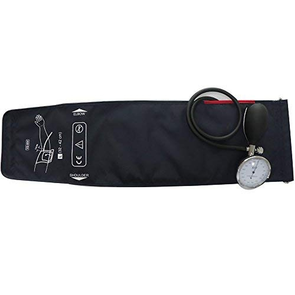 Manual Blood Pressure Cuff, Single Tube Cuff with Pressure Gauge and Inflation Bulb (Large Adult)