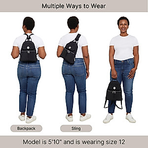 Baggallini womens Naples Convertible Backpack, Black, One Size US