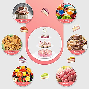 Ctfflhhy 6pcs Cupcake Stand Set with 2 3 Tier Cake Stand + 4 Square Plastic Serving Trays for Wedding Birthday Party