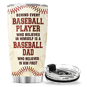 JENOIS For Cup Fathers Tumblers Day Women Coffee, Tumbler 20 Oz With Lid And Straw, Baseball Gifts, Baseball Player Dad