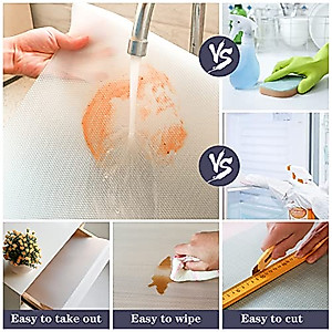 Hersvin Shelf Liners 24 in x 20 ft EVA Drawer Mats, Non-Adhesive Cupboard Pad, Kitchen Cabinet Lining Fridge Cushion (Transparent Diamond, 61x610cm)