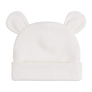 Duoyeree Baby Hat Newborn Hat Adorable Cotton Bear Ear Beanie Cap for Infant Girl Boy 0-6 Months, White
