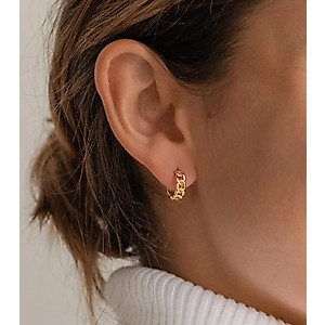 Gold Hoop Earrings Set 14k Gold Plated Huggie Earrings Hypoallergenic Chunky Thick Jewelry for Multiple Piercing Christmas Gift for Women