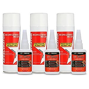 STARBOND Thick CA Glue (3X 2 oz) with Accelerator (3X 6 oz) - Super Craft Glue for Wood, Plastic, Metal, Leather, Ceramic - Cyanoacrylate Glue for Woodworking, Woodturning, Guitar, Hobby