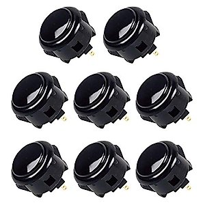 Sanwa 8 pcs OBSF-30 Original Push Button 30mm - for Arcade Jamma Video Game & Arcade Joystick Games Console (Black) S@NWA