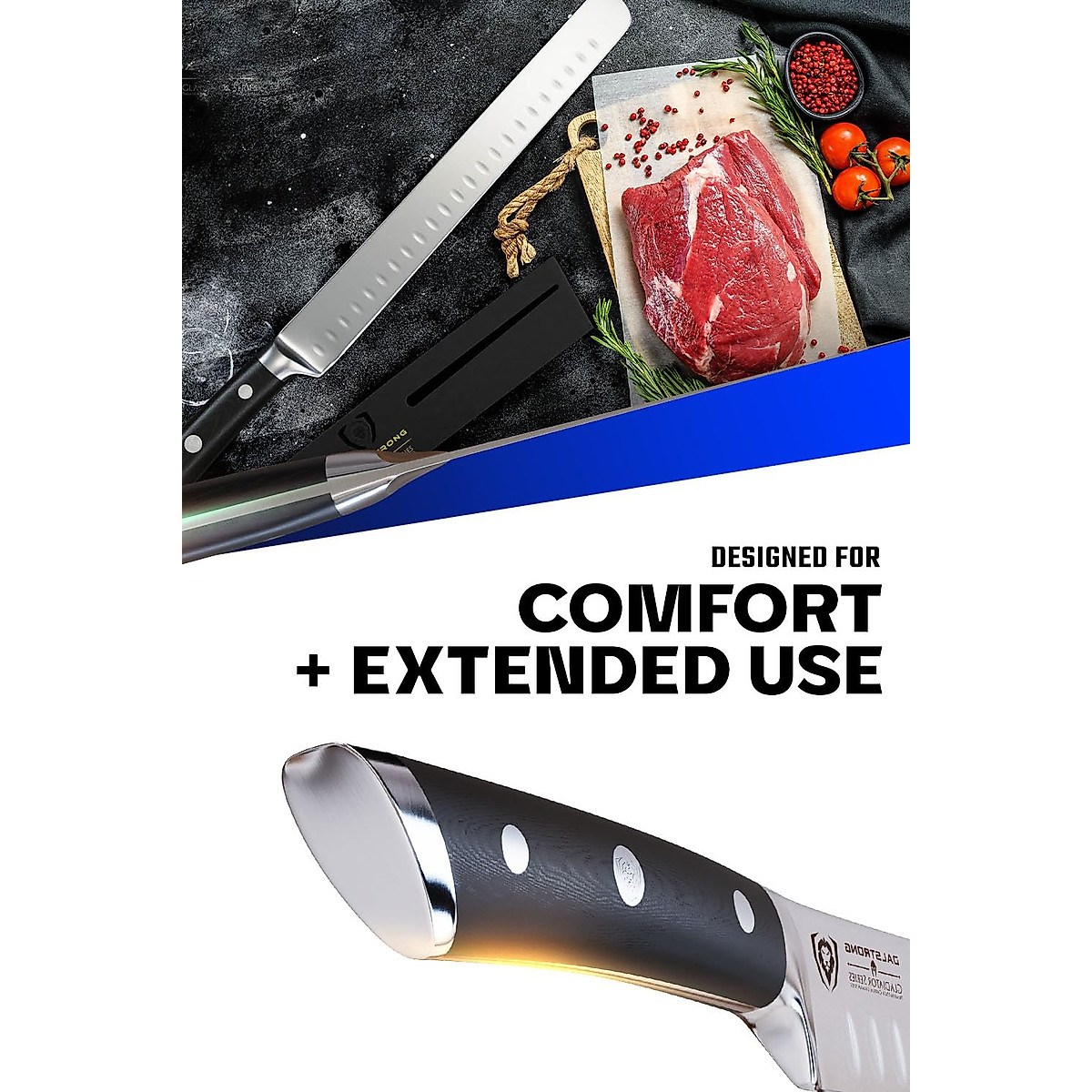 Dalstrong Slicing Carving Knife - 10 inch - Granton Edge - Gladiator Series Elite - Forged High-Carbon German Steel - G10 Handle - w/Sheath - NSF Certified