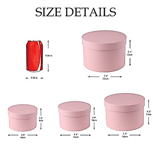 Oairse Pink Round Gift Boxes with Lids for Presents Round Flower Boxes for Arrangements 4 Packs Nesting Gift Boxes with Lids for Bridesmaid, Proposal, Wedding, Birthday, Baby Showers