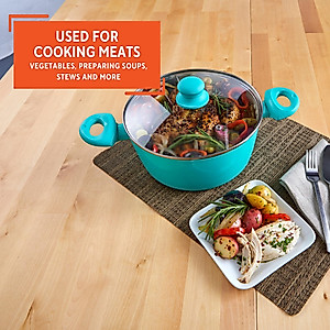 IMUSA USA Teal 3Qt Forged Dutch Oven with Glass Lid, 3 Quart