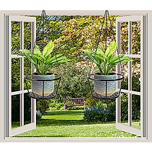 ARTORA 2 Pack Metal Plant Hanger, Modern Plant Hanging Basket Decorative Black Plant Pot Holder Flower Planter Hanging Chain for Balcony Porch Indoor Outdoor Home Decor (Black 2PCS)