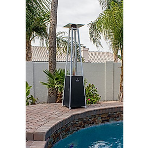 Hiland HLDSO1-GTPC 91-Inch Tall Quartz Glass Tube Heater - With wheels, Matte Black