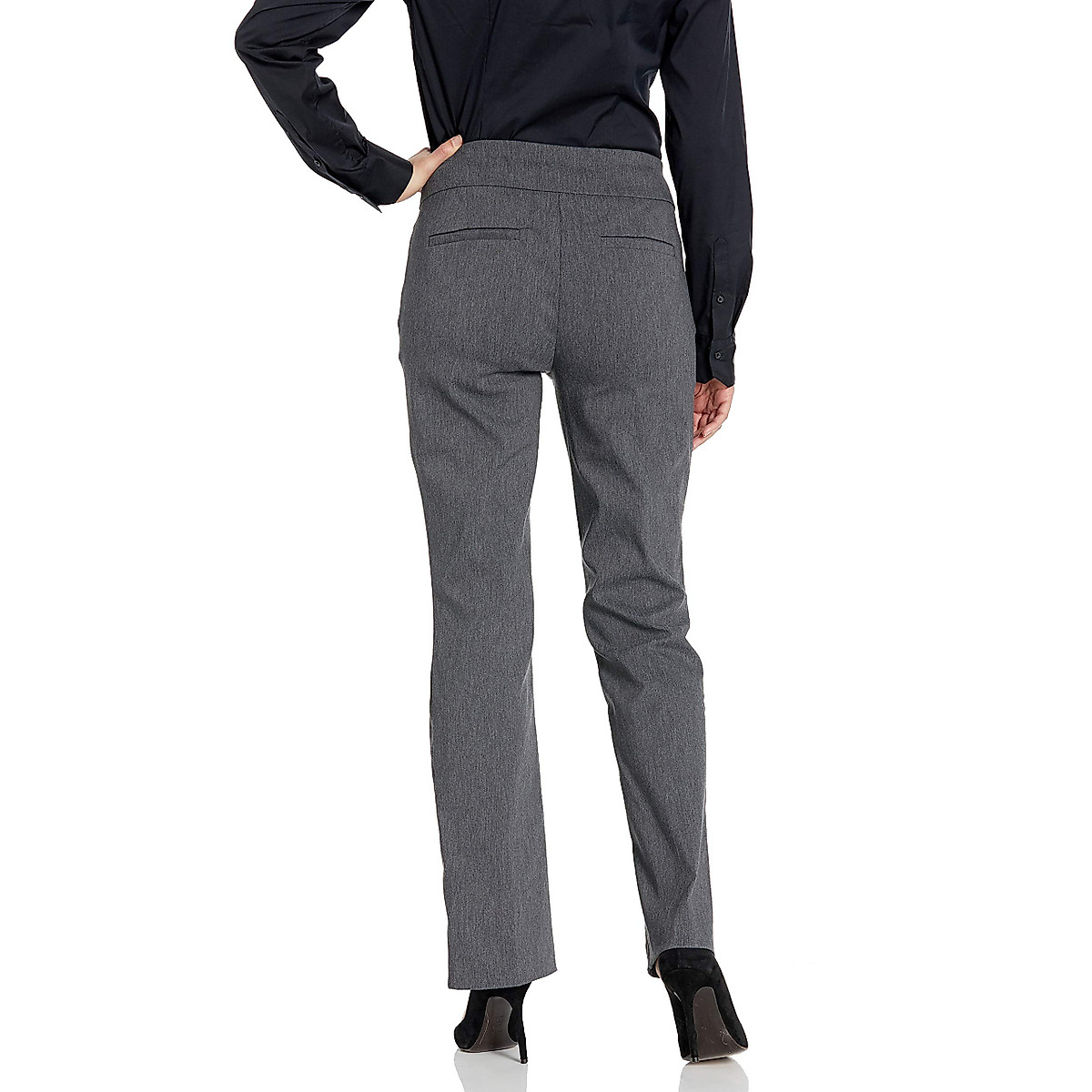 Briggs New York Womens Super Stretch Millennium Barely Boot Pull on Pants, Heather Grey, 16 US