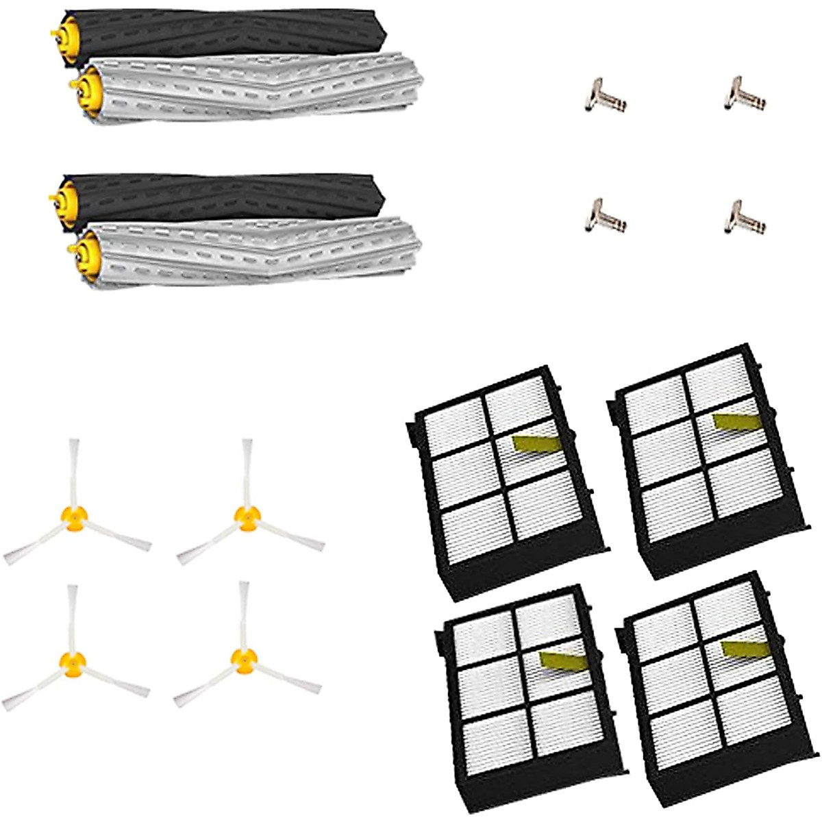 Amyehouse Extractor Roller Side Brushes & Hepa Filters Replenishment Kit Compatible with iRobot Roomba 800 900 Series 805 860 861 870 871 880 890 891 960 980 981 985 Vacuum Replacement Parts