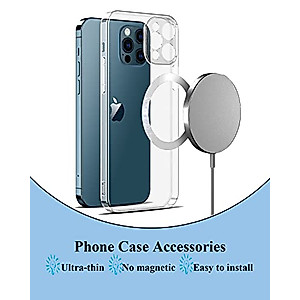 Metal Ring for Phone Case Wireless Charging/Magnetic Cell Phone Ring Holder, mag Attachment Ring, mag Sticker Safe, Compatible with Smartphone, 4 Pieces