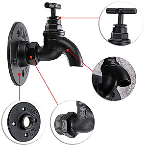 Sumnacon 2 Pcs Industrial Pipe Coat Hook Racks- Heavy Duty Rustic Hat Robe Towel Holder Hanger, Wall Mounted Clothing Racks with Hardware for Home, Office, Electroplated Black Finish