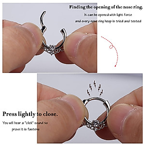 Suprsparkle Septum Clicker Rings 16G Stainless Steel CZ Hinged Segment Rings Cartilage Tragus Hoop Helix Daith Earrings Nose Piercing Jewelry 10MM 8 Pieces Silver