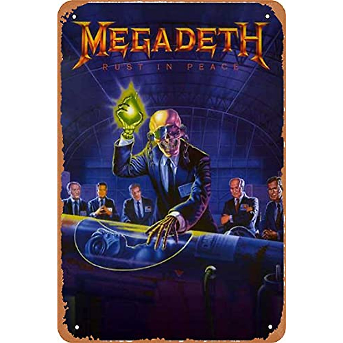 shvieiart Music Metal Posters Megadeth Rust in Peace Tin Metal Sign 8" X 12"