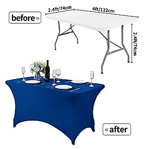 Hezuzo Spandex Table Cover for 4FT Table Universal Fitted Stretch Tablecloth for Party, Banquet, Wedding and Events-Classicblue